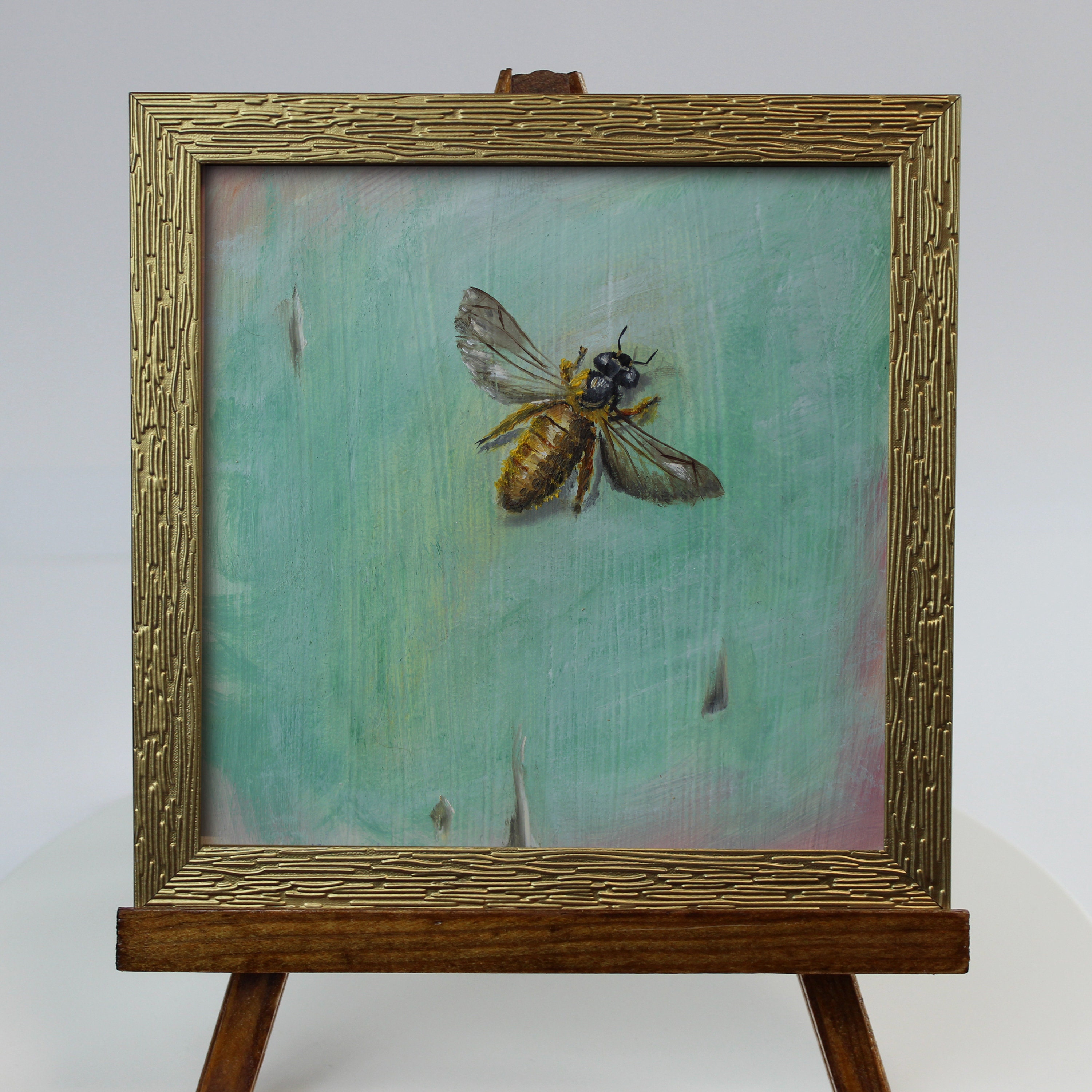 Miniature Original Bee Oil Painting, Mini Oil Painting, Tiny Bee ...