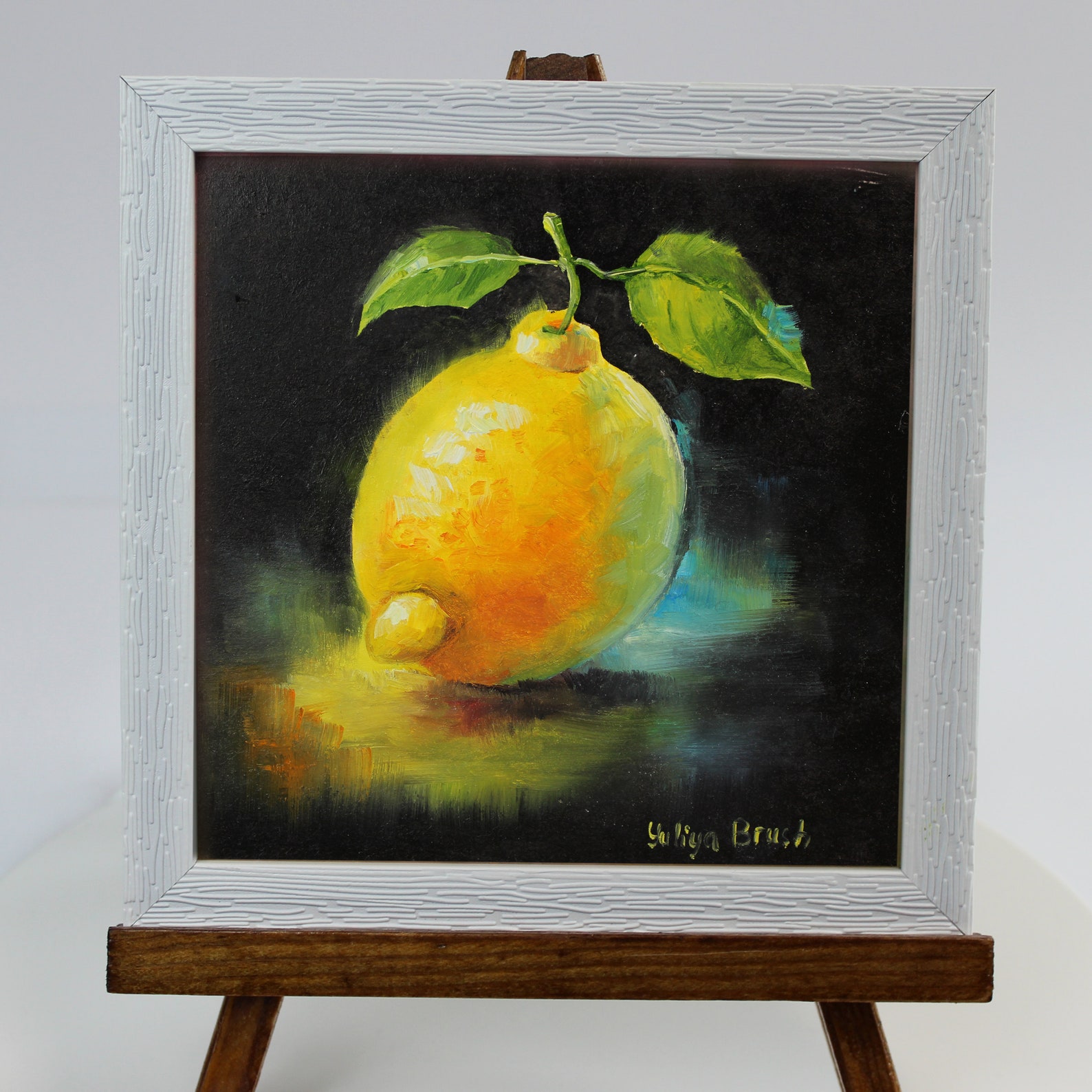 Lemon Still Life Oil Painting, Hand-painted Citrus Painting, Lemon ...