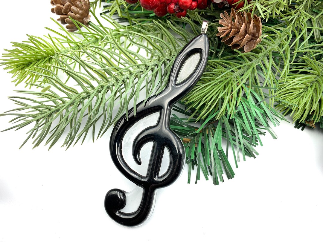 2025 Treble Clef Christmas Ornament, Fused Glass Music Tree Decoration ...