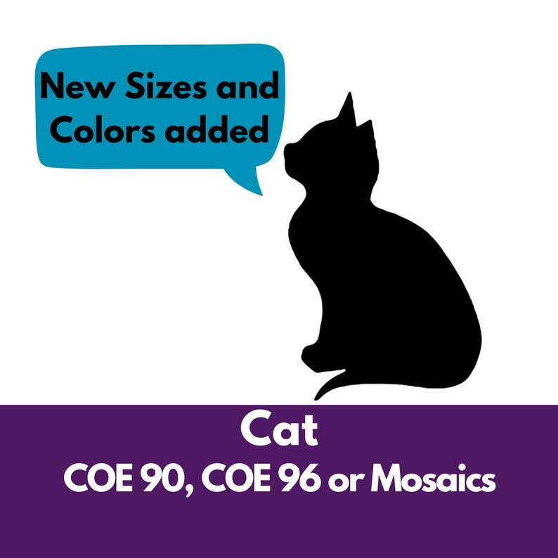 Precut Stained Glass Precut Glass Sitting Black Cat COE 90 - Etsy