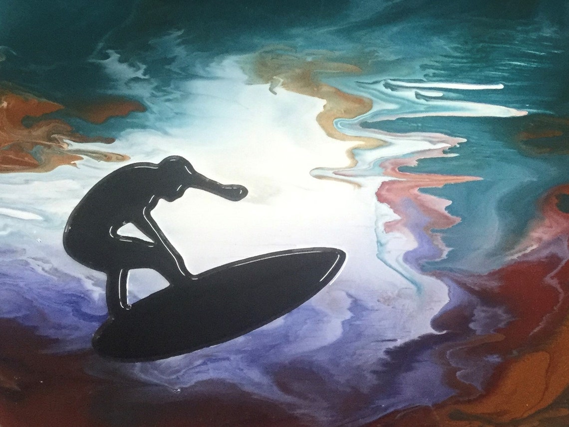 Precut Stained Glass Precut Glass Surfer 1 in Black Opal | Etsy