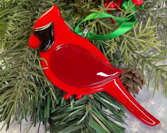 Fused Glass Trees With Cardinals, Glass Sculpture, Cardinal Birds in ...