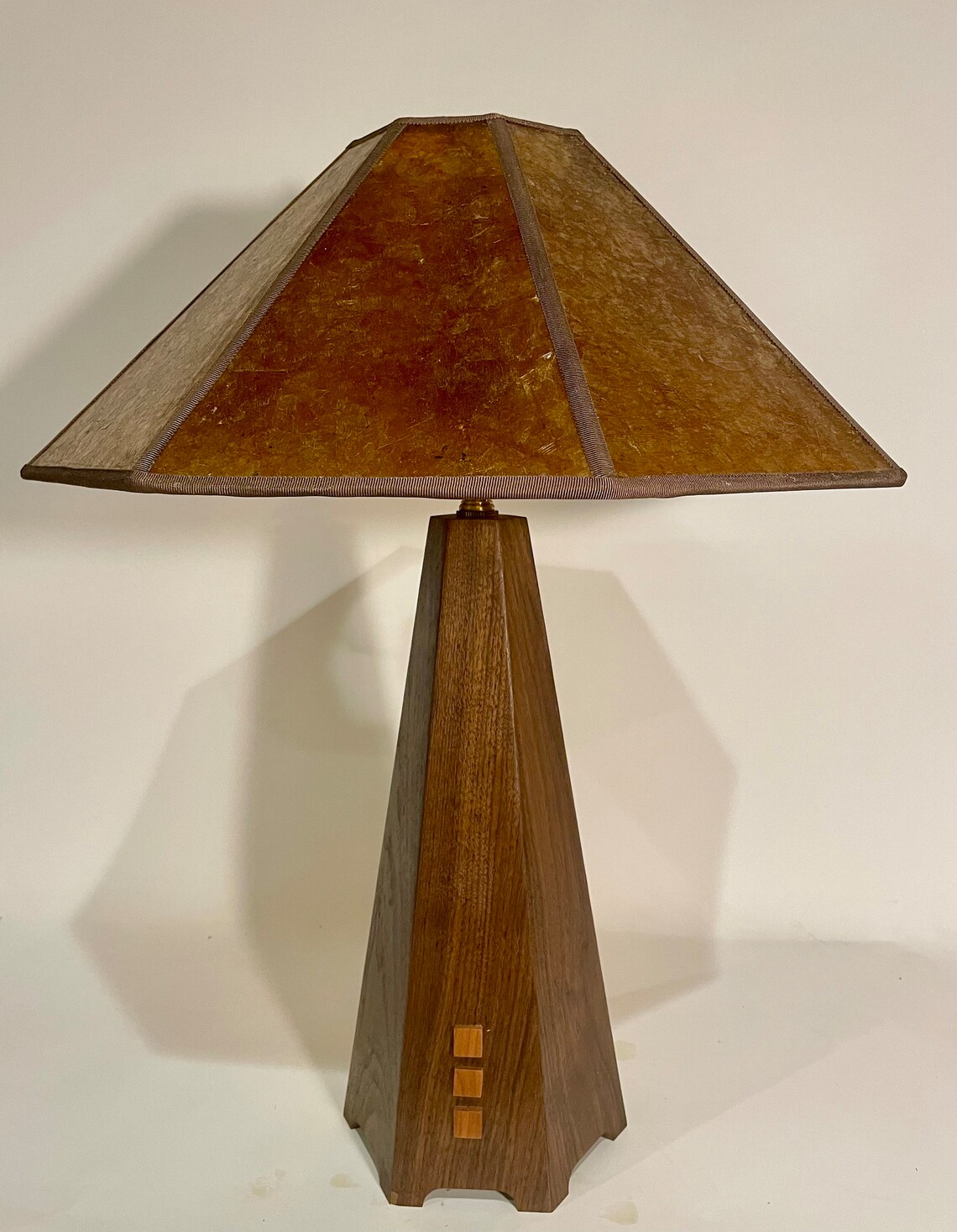 Table Lamp the Peace Lamp 26" Tall Shown in Cherry Amber Hexagon Mica ...