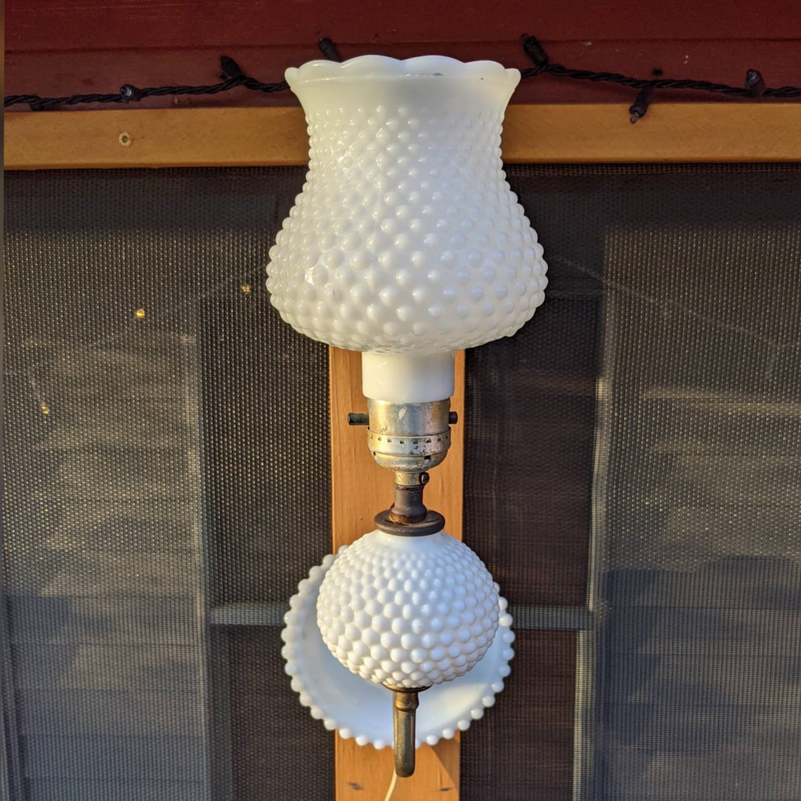 Vintage 40s50s Milk Glass Wall Sconce Hobnail Milk Glass Etsy
