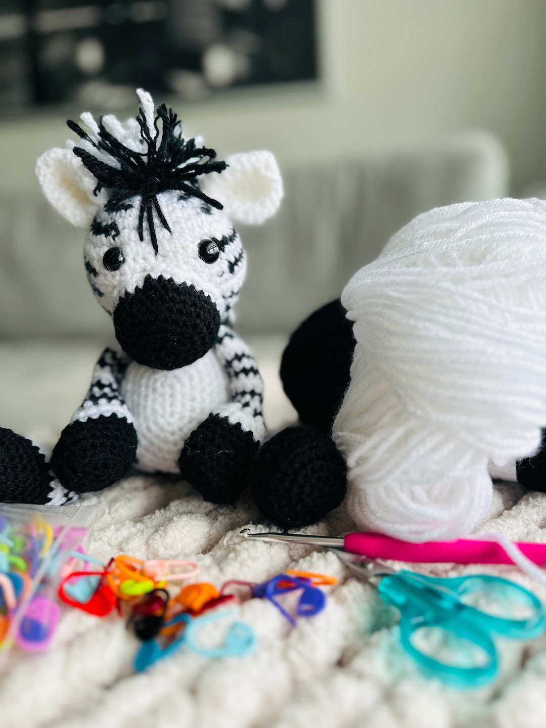 Stuffed Zebra Toy Plushie for Kids, Crochet Safari Animal, Amigurumi ...
