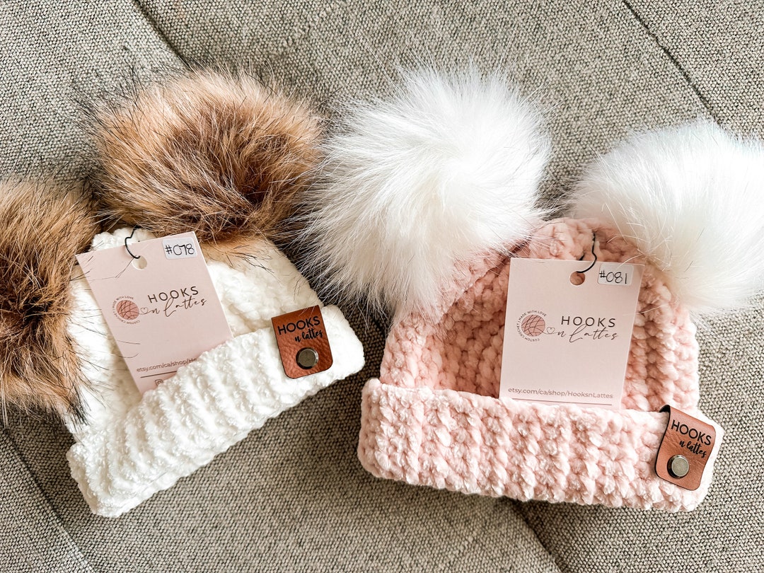 Toddler (1-3 Years Old) Winter Hat With Removable Faux Fur Double Pom ...