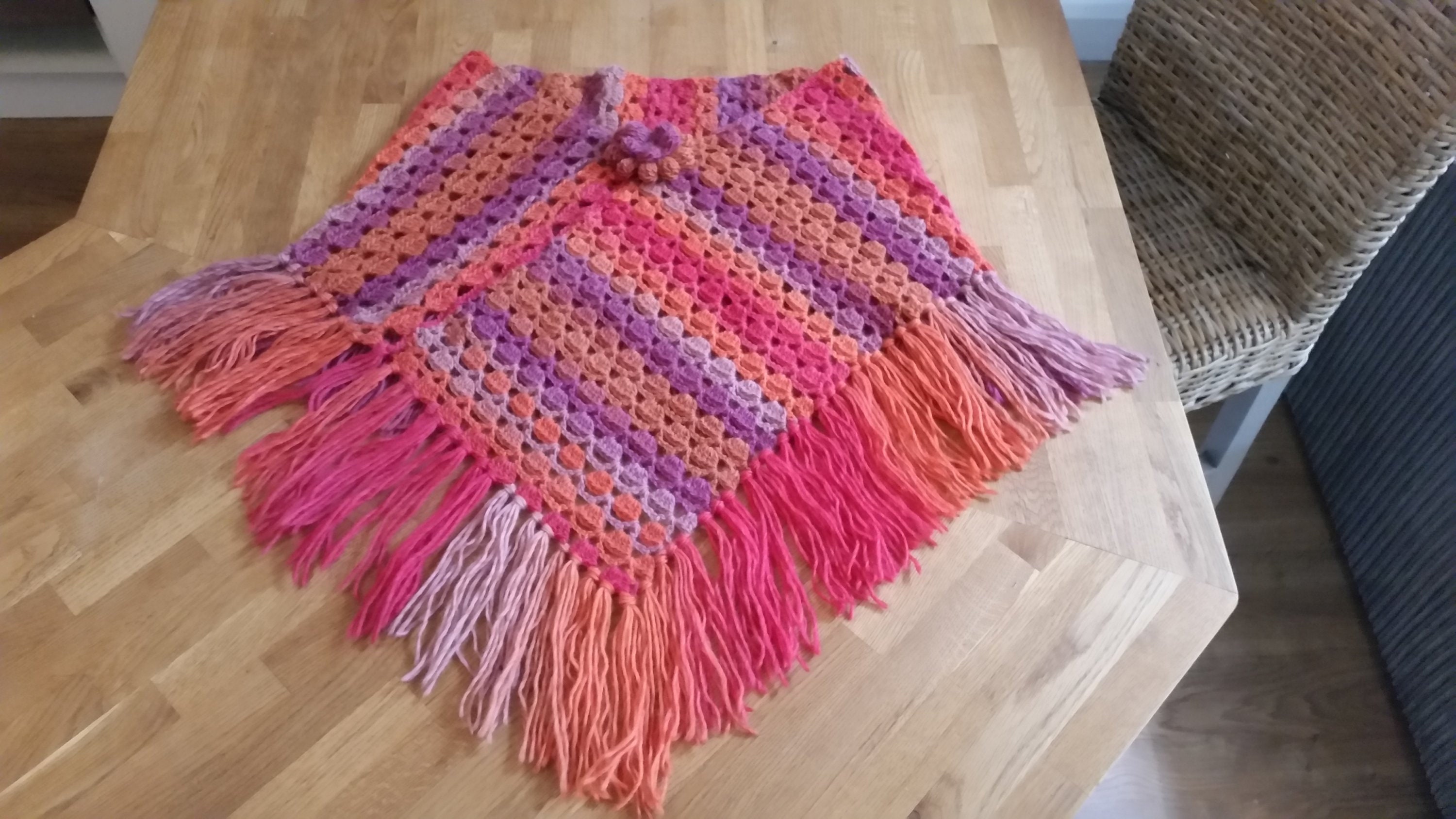 Handmade Poncho 100% Wool All the Colours of a Sunset Size - Etsy