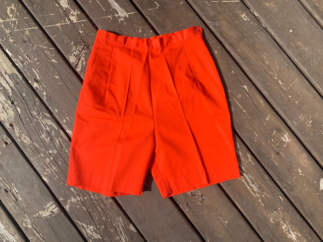 Vintage 60's 70's neon orange side zip short - Etsy France