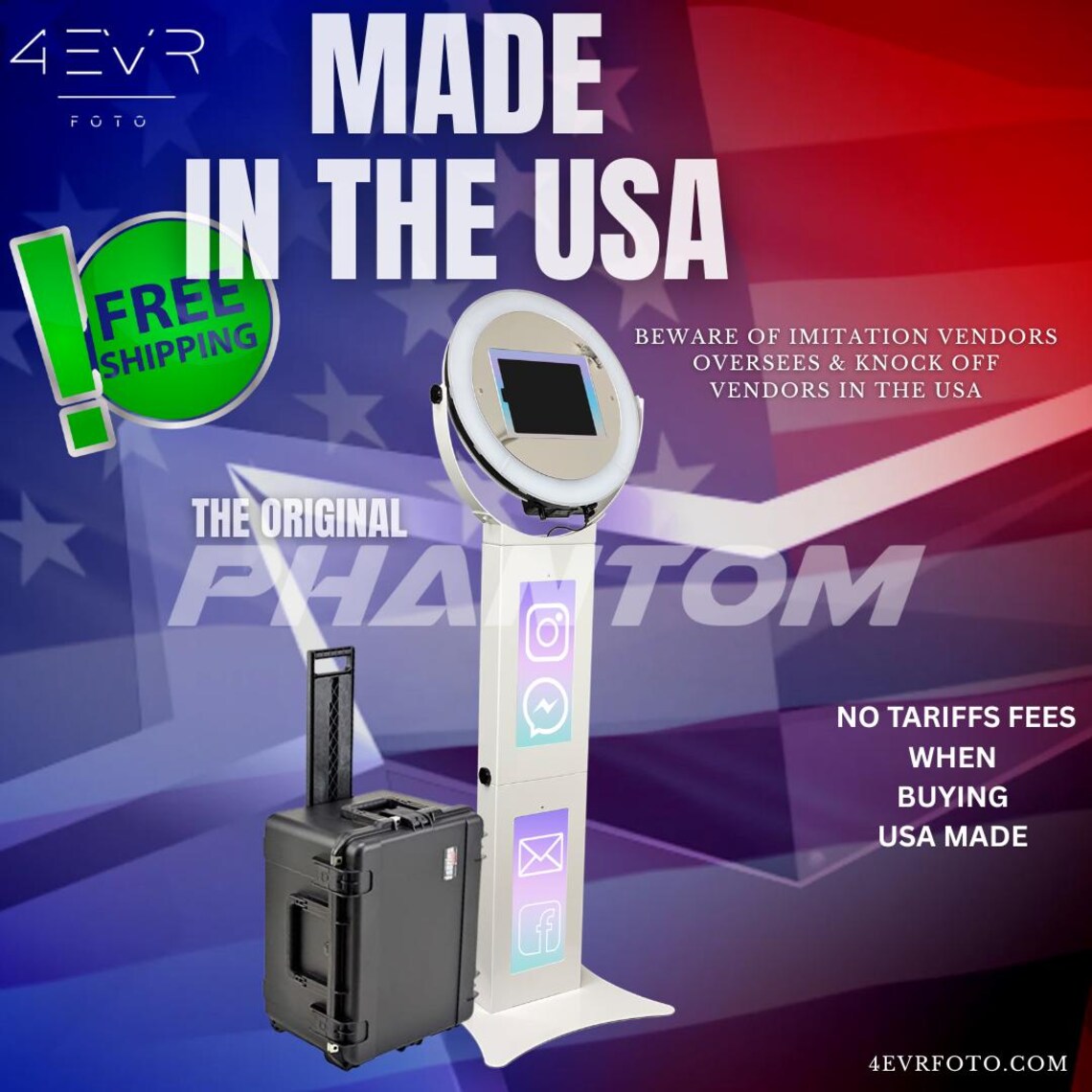 IPad Photo Booth by Modish Booths Phantom W/ Travel Case by 4EVR Foto Plug & Play Made in United ...