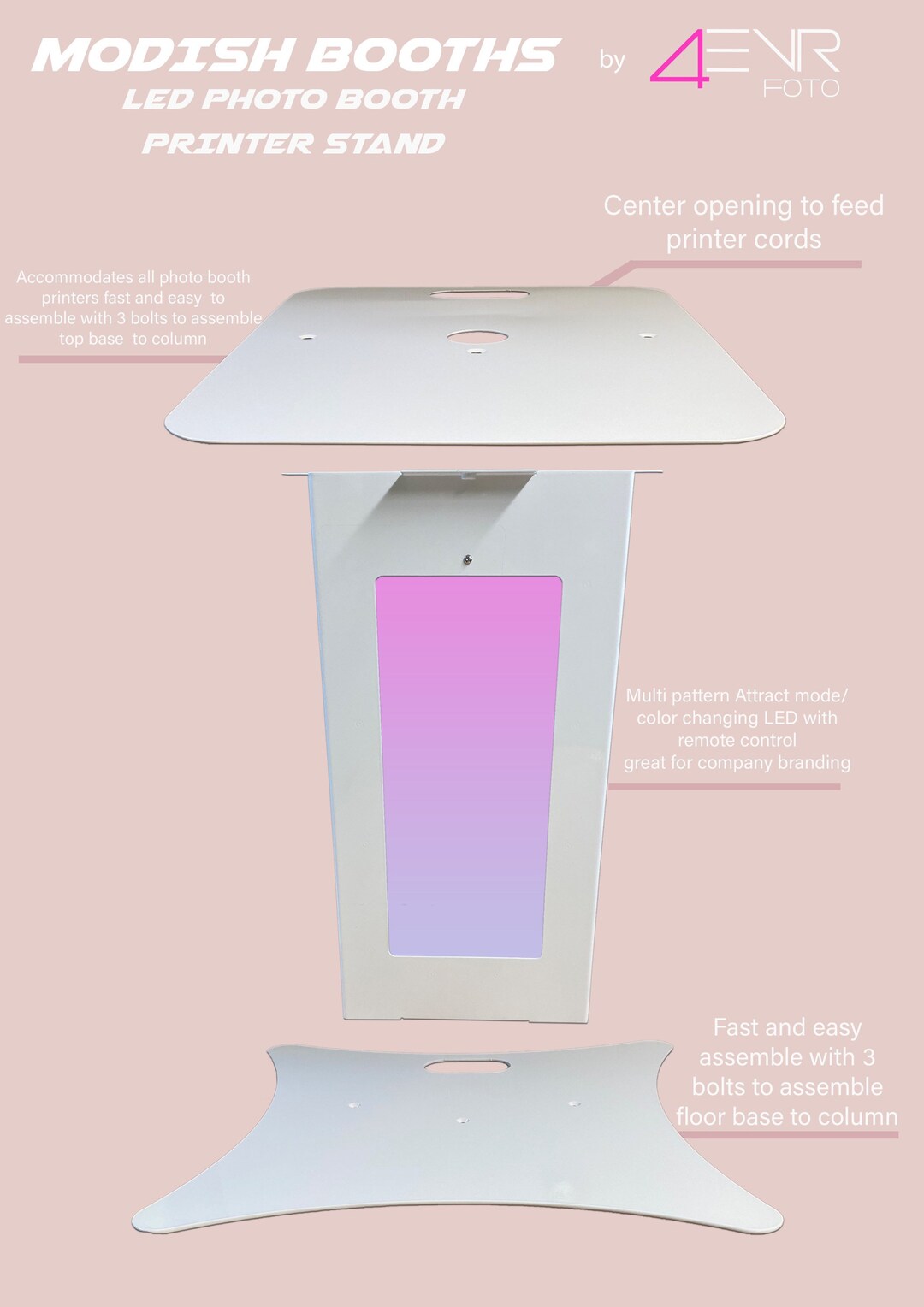 LED Photo Booth Printer Stand Universal Fits DNP 620A , DS40 , RX1 ...