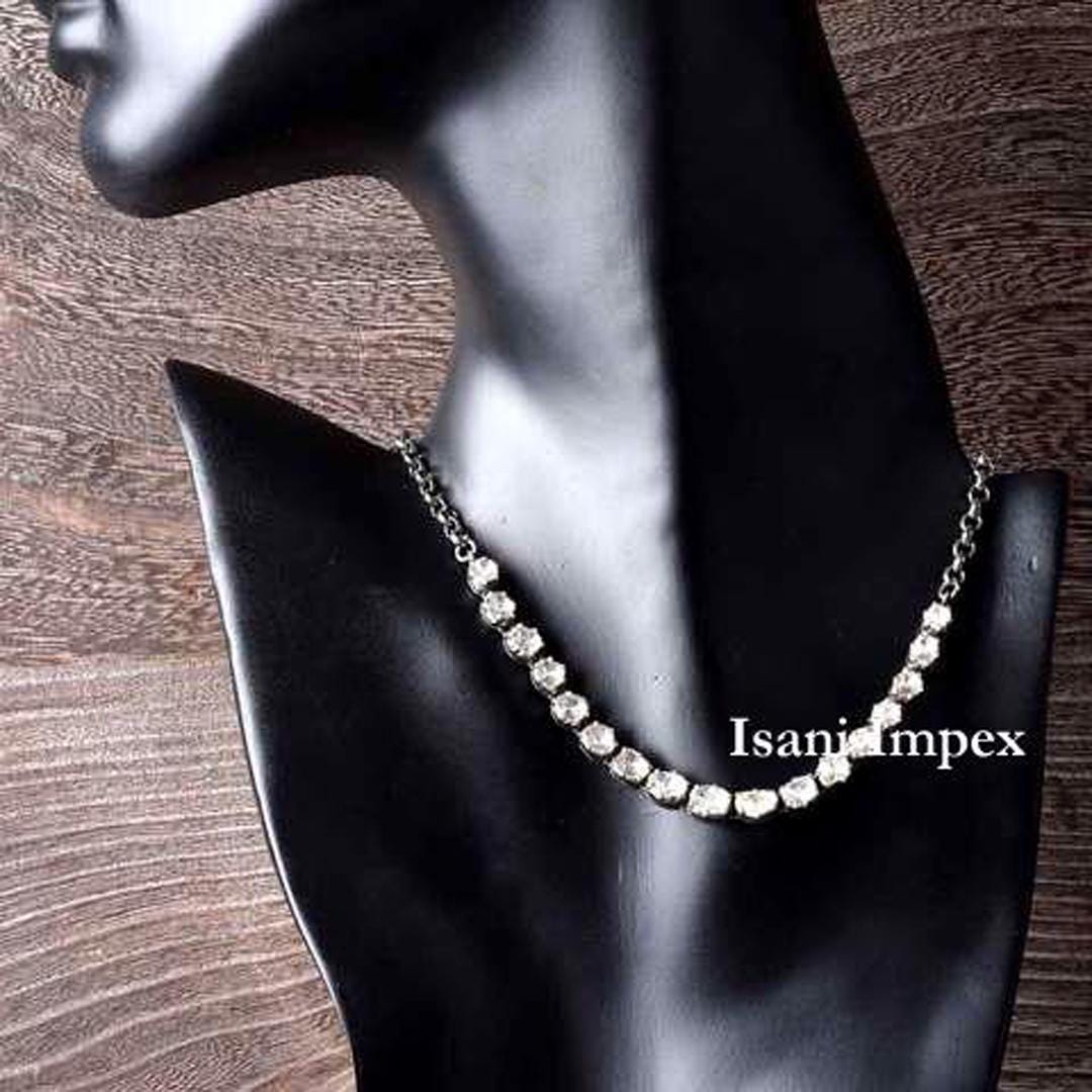 Natural Uncut Diamond Polki & 925 Sterling Silver Necklace Jewelry - Etsy