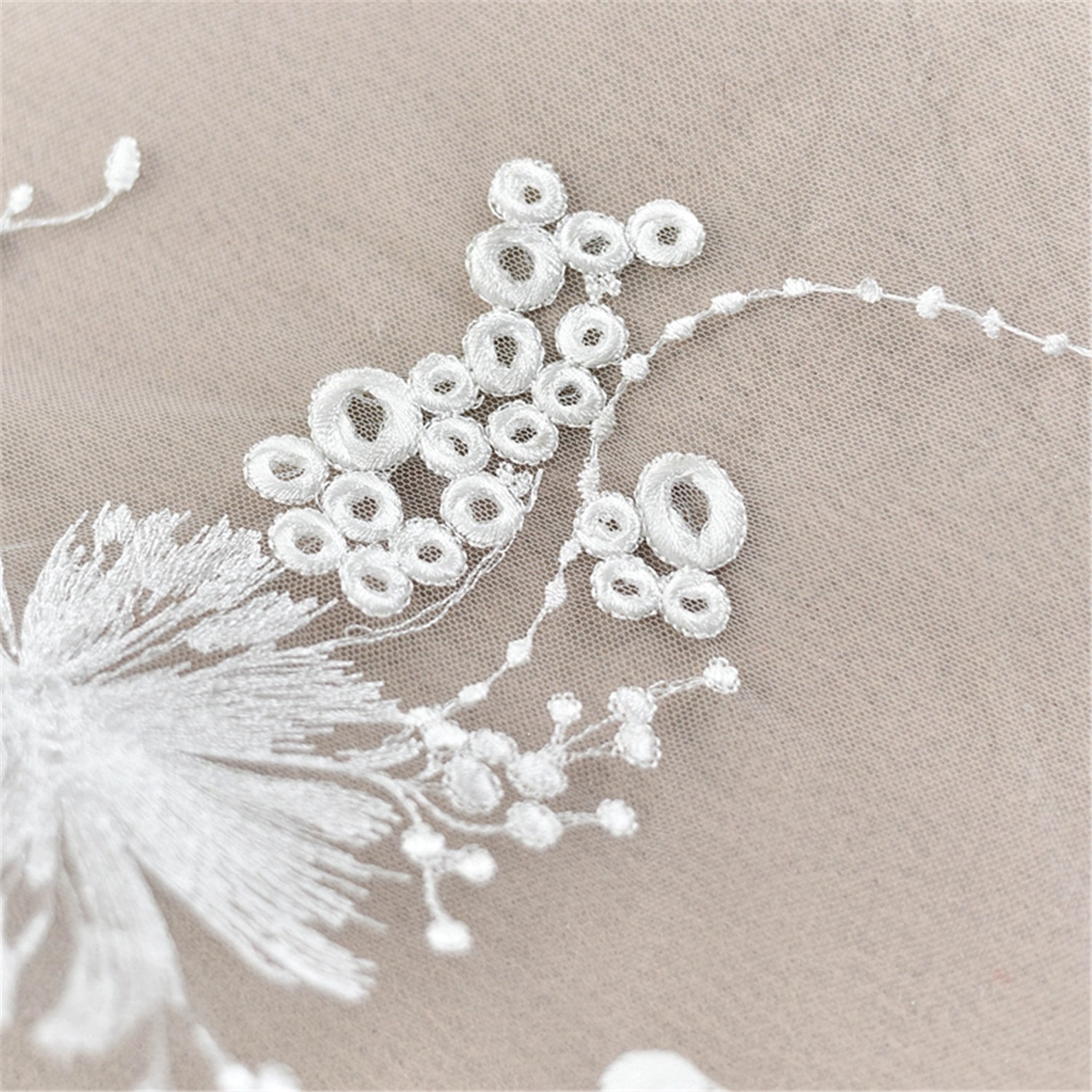 New Bridal Floral Embroidery Flower Lace Fabric Tulle Lace | Etsy