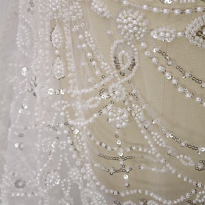 Luxury Beaded Lace Fabric, Wedding Dress Fabric Embroidery Lace, Bridal Gown Lace, Sequin Lace ...