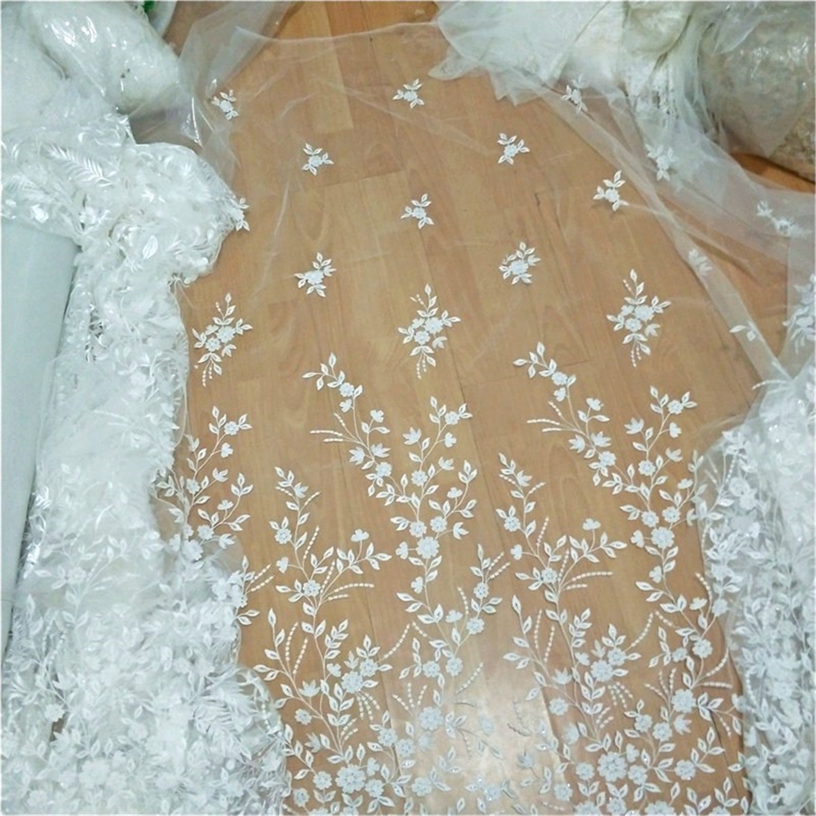 Delicate Floral Embroidery Lace Tulle Embroidered Lace Fabric - Etsy