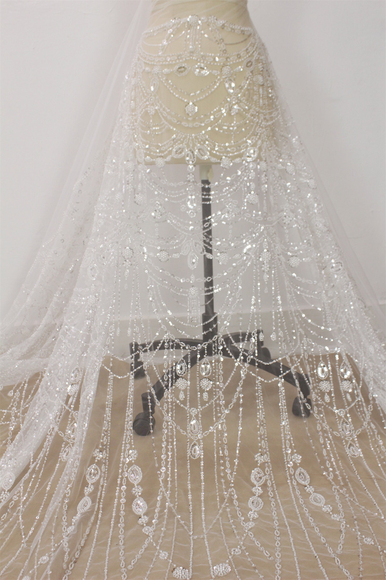 Luxury Beaded Lace Fabric Wedding Dress Fabric Embroidery - Etsy