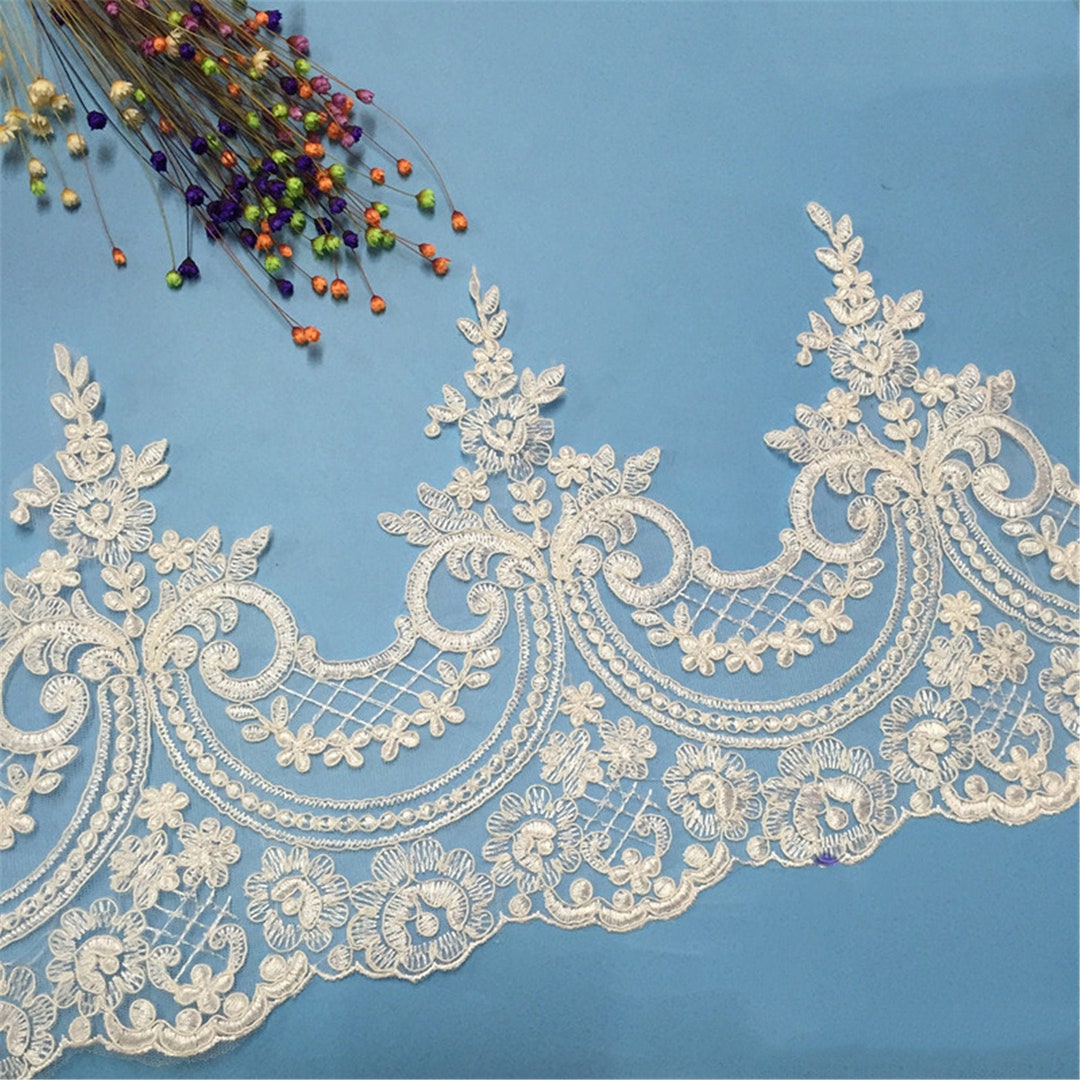 Exquisite Corded Lace Trim, Mesh Embroidery Lace Trim for Wedding Dress ...