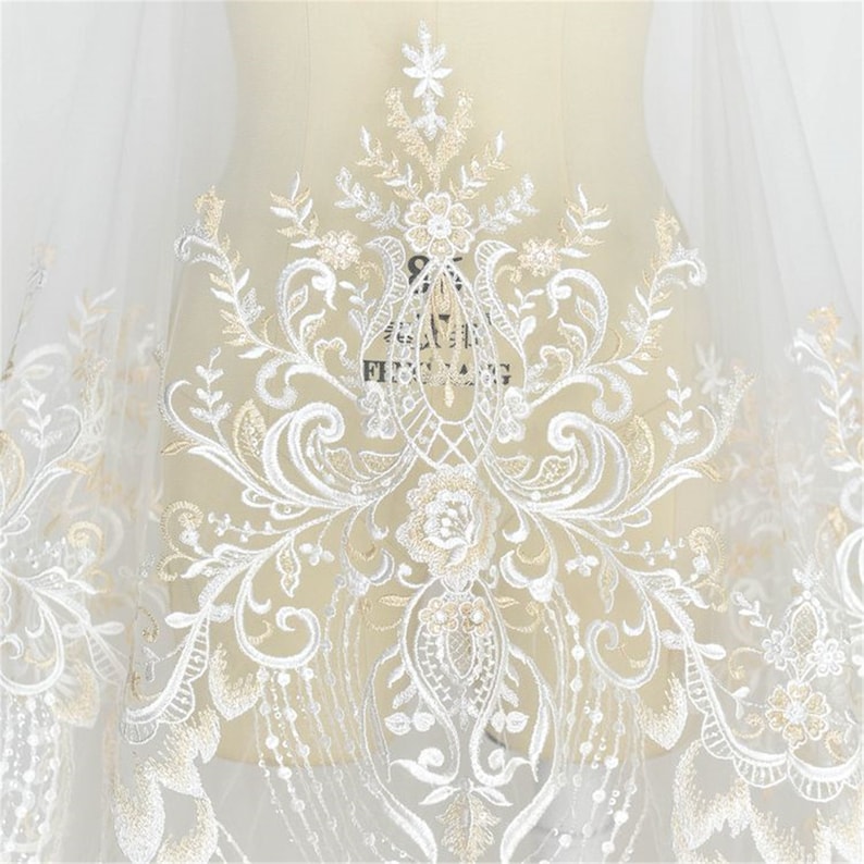 Feather Embroidered Lace Fabric: Bridal Chantilly Lace (51 Inch Wide ...