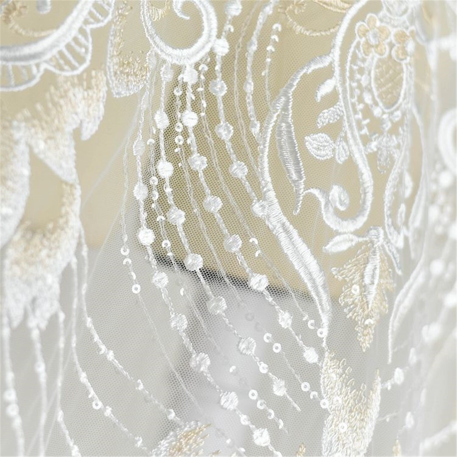Feather Embroidered Lace Fabric: Bridal Chantilly Lace (51 Inch Wide ...