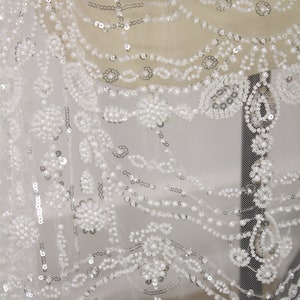 Luxury Beaded Lace Fabric, Wedding Dress Fabric Embroidery Lace, Bridal Gown Lace, Sequin Lace ...