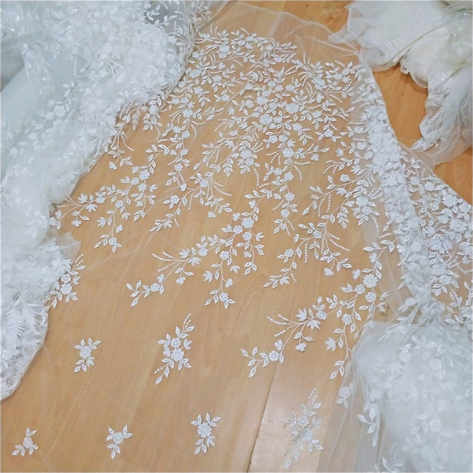 Delicate Floral Embroidery Lace Tulle Embroidered Lace Fabric | Etsy