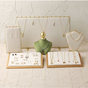 Jewelry Display Set, Velvet Ring Holder, Necklace Display Bust, Earring ...