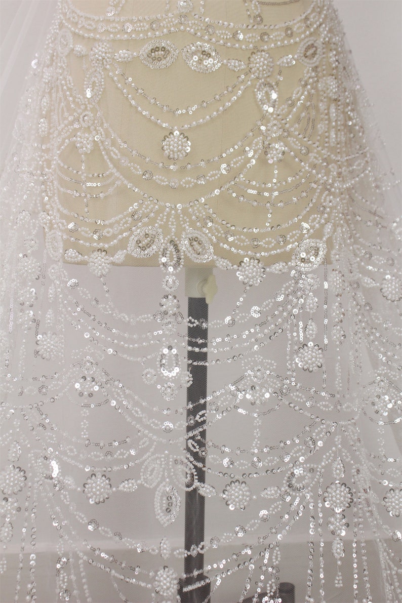 Luxury Beaded Lace Fabric Wedding Dress Fabric Embroidery - Etsy