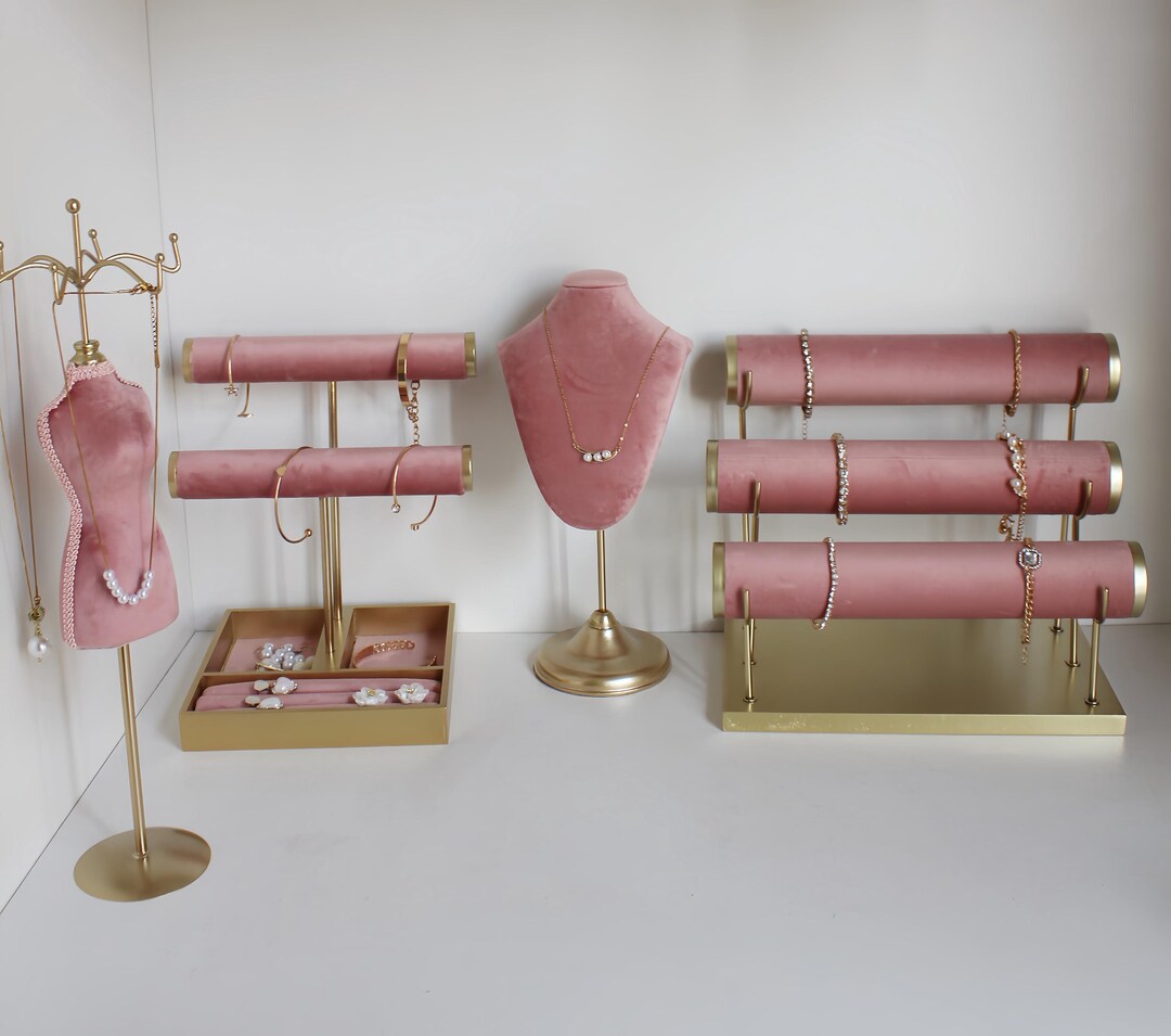 Pink Flannel Jewelry Display Set: Necklace Stand, Photo Props - Etsy