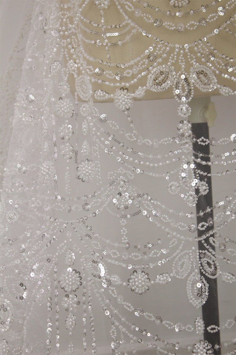 Luxury Beaded Lace Fabric Wedding Dress Fabric Embroidery - Etsy