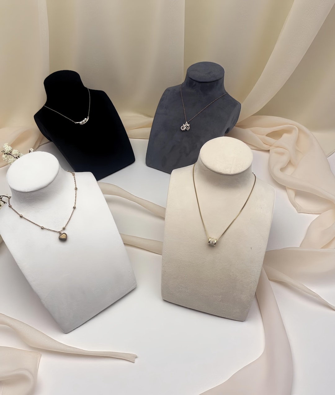 Velvet Necklace Display Bust: Elegant Jewelry Holder - Etsy