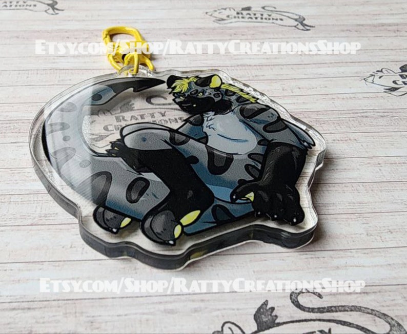 Riptide Hyena Shark Hybrid Furry 2.5 in Acrylic Keychain Charm Mini ...