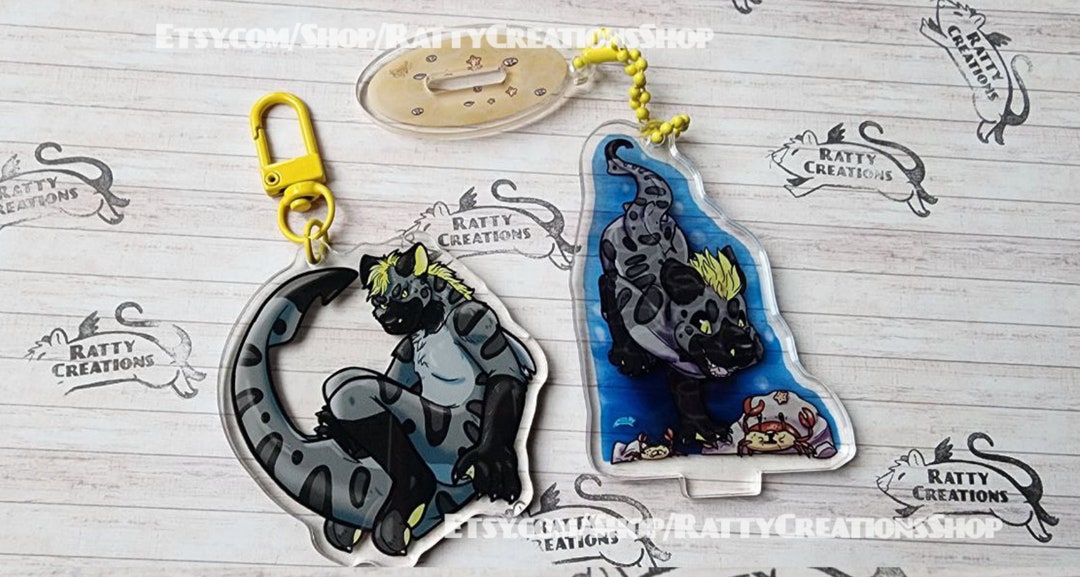 Riptide Hyena Shark Hybrid Furry 2.5 in Acrylic Keychain Charm Mini ...