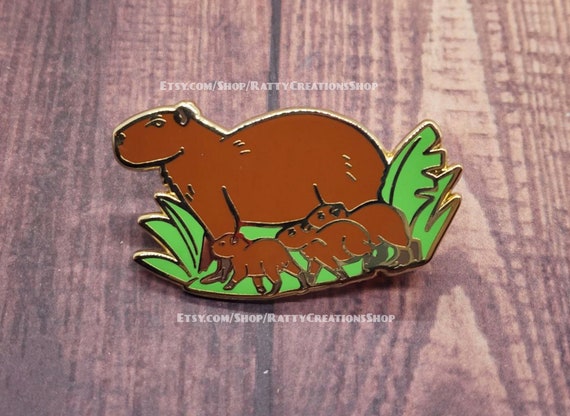 Mama Capybara Gold Hard Enamel Pin - Etsy