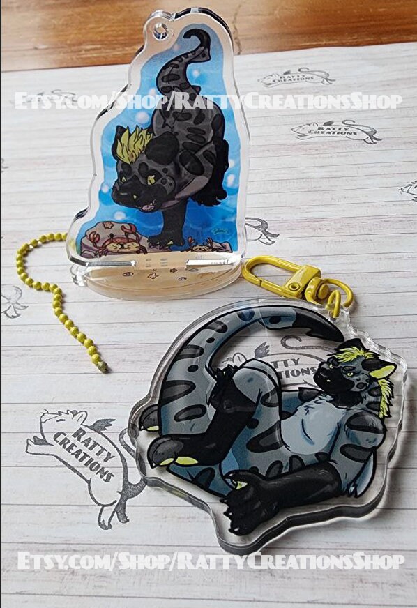 Riptide Hyena Shark Hybrid Furry 2.5 in Acrylic Keychain Charm Mini ...