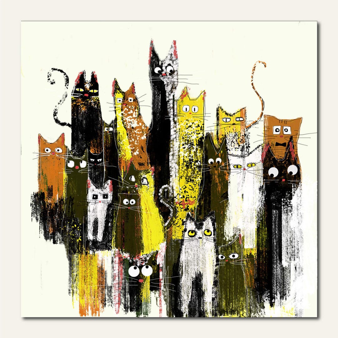 Abstract Wall Art, Cats Digital Poster, 40x40 Cm, 1x1 Ratio, High ...
