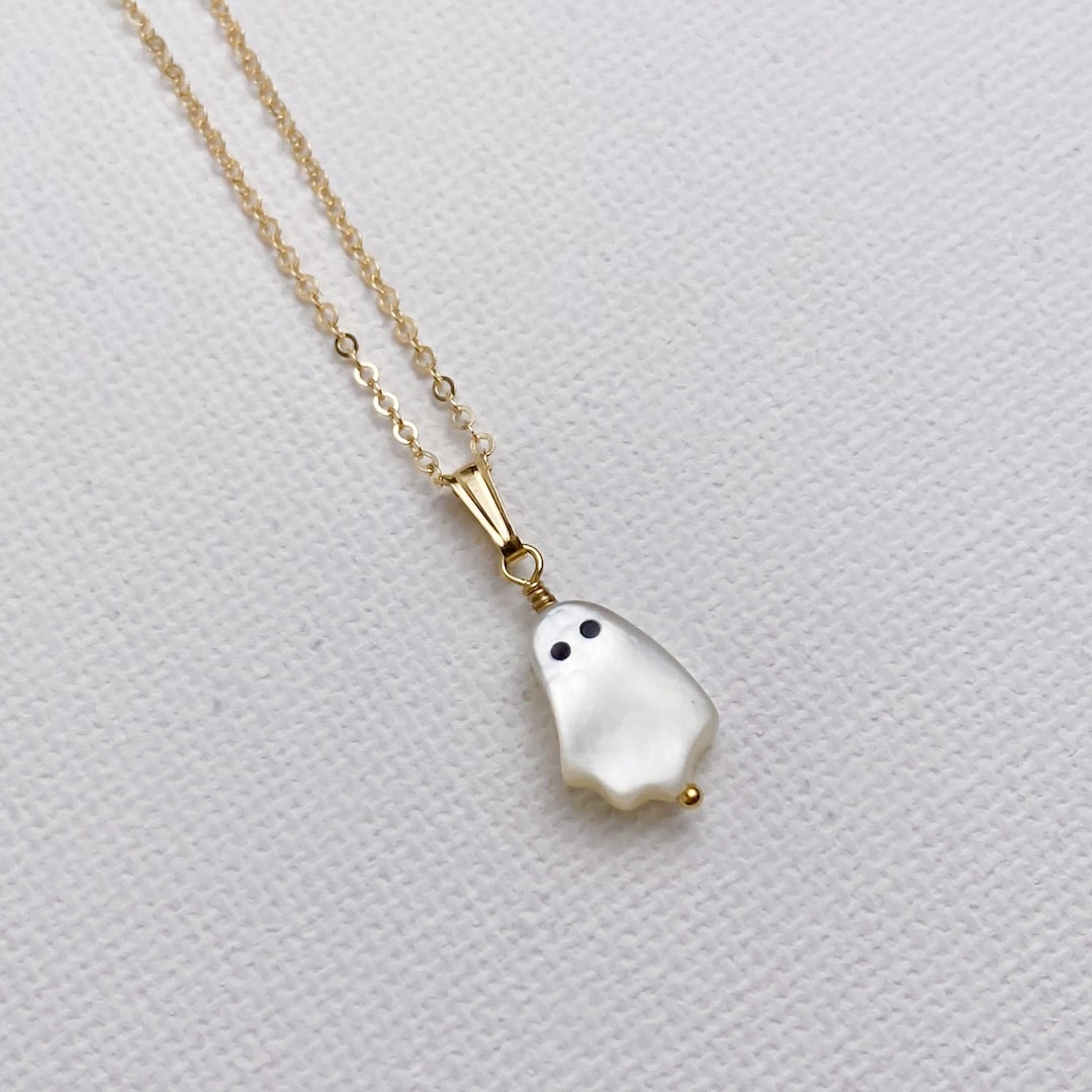 Mother of Pearl Ghost Necklace: Sterling Silver or 14K Gold Filled ...