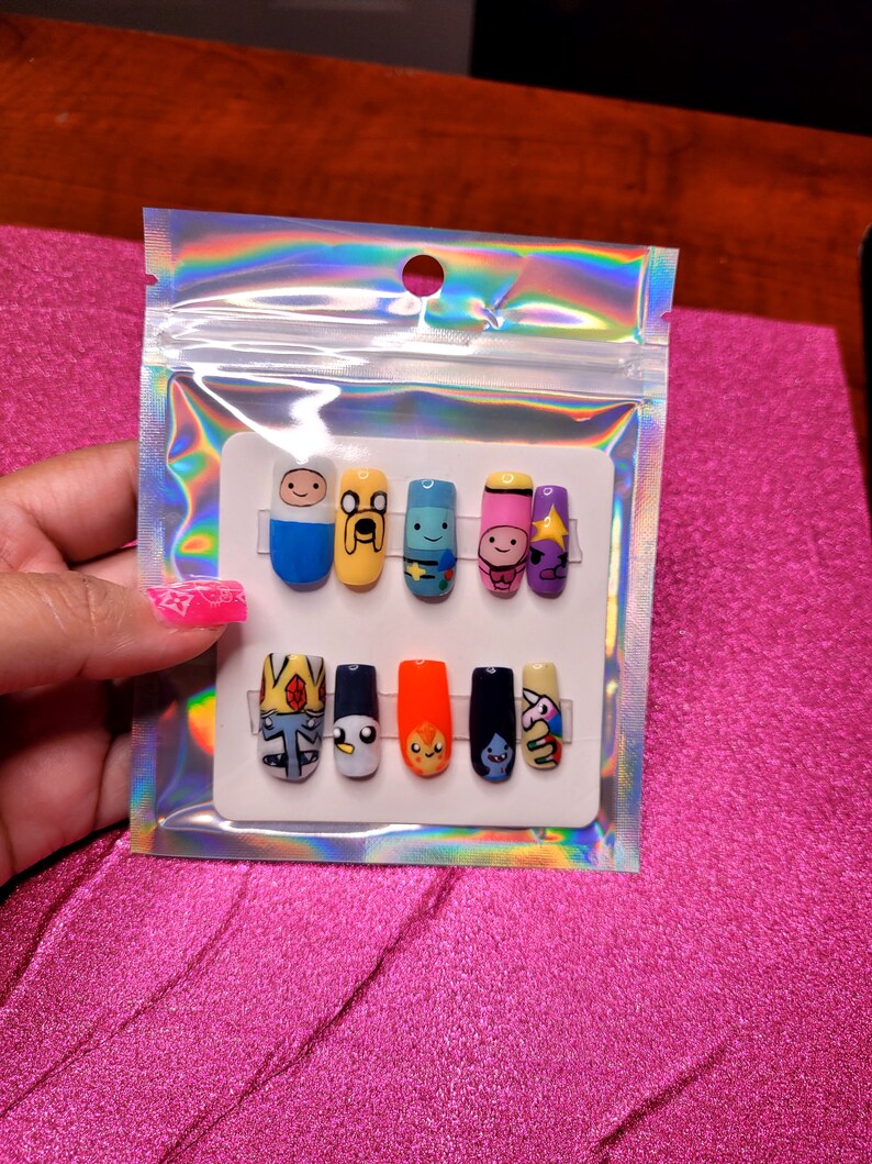 Adventure Time Hand Drawn Medium Square Gel X - Etsy