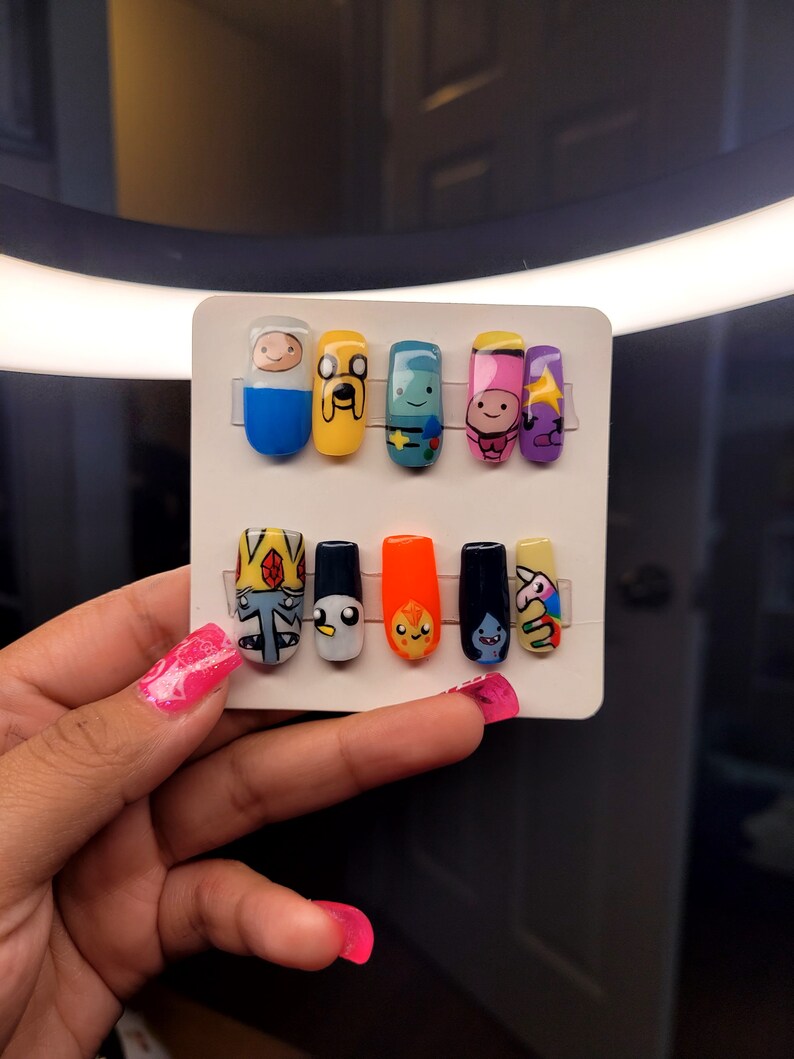 Adventure Time Hand Drawn Medium Square Gel X - Etsy