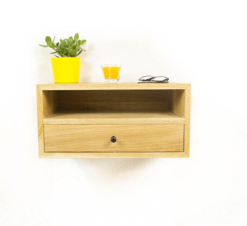 Solid Oak Floating Nightstand / Bedside Table With Drawer and - Etsy