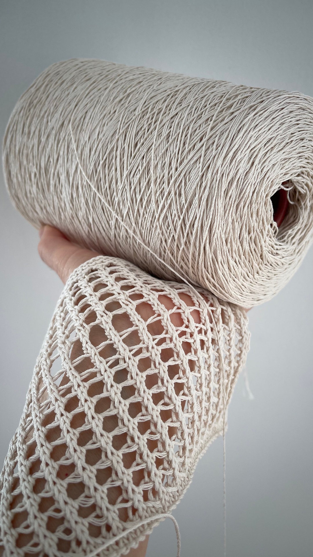 100% Mercerized Cotton Yarn on Cone, Beige Cotton, Hand Knitting ...