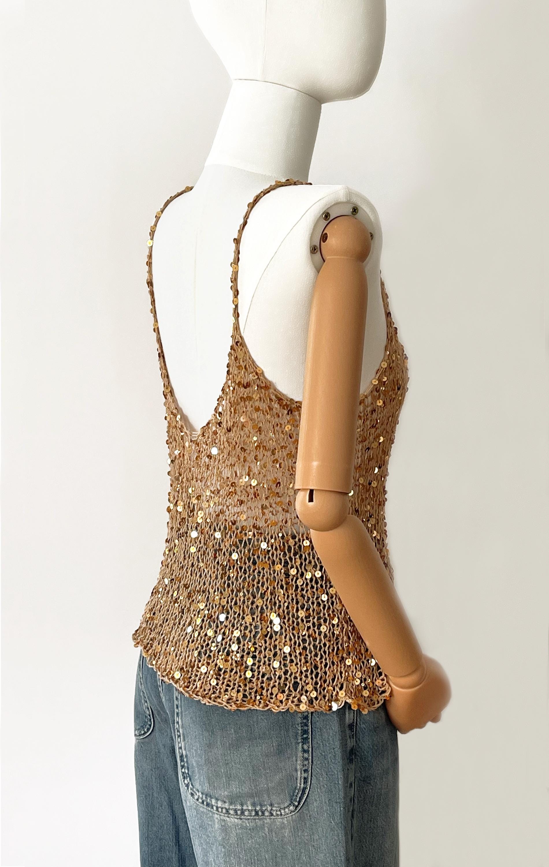 Sequin Knit Tank Top Pattern, Spaghetti Strap Summer Camisole (PDF ...