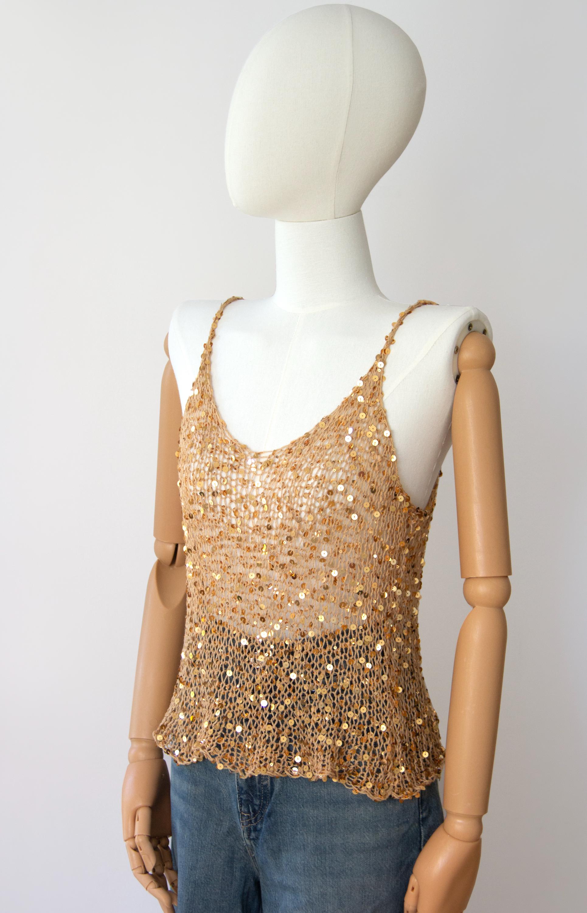 Sequin Knit Tank Top Pattern, Spaghetti Strap Summer Camisole (PDF ...