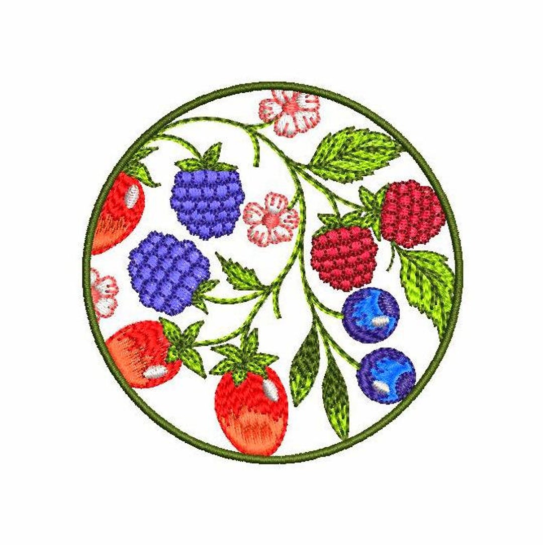 Summer Berries Machine Embroidery Design 2 SIZES, Cute Berries Digital ...