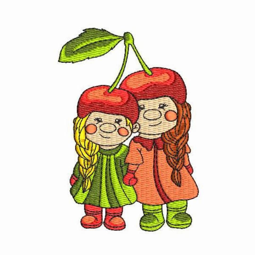 Cherry Girls Machine Embroidery Design - 5 SIZES! Cute Kids Digital ...