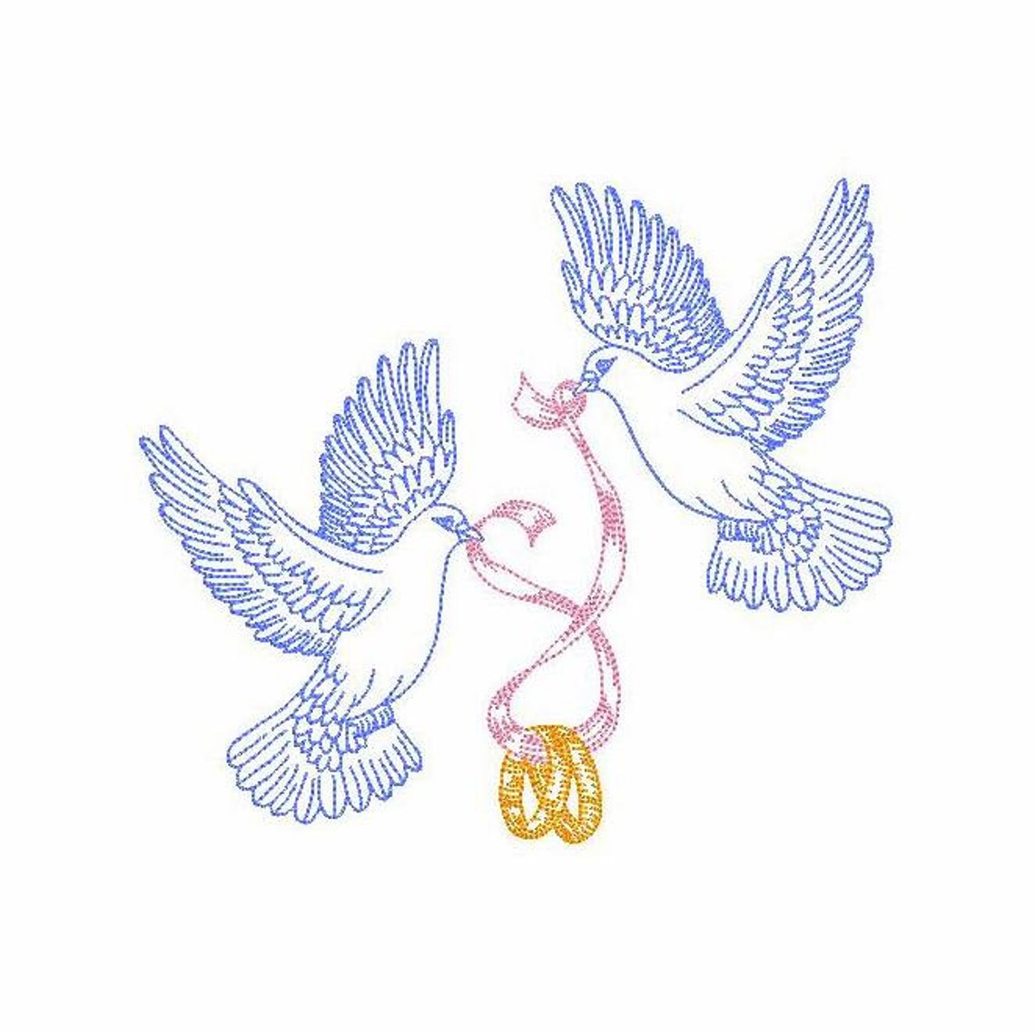 Wedding Doves Machine Embroidery Design 4 SIZES Sketch - Etsy