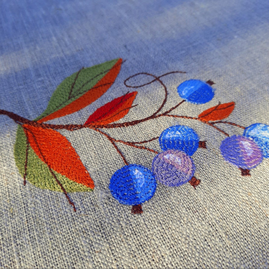 Autumn Berries Branch Machine Embroidery Design Sketch | Etsy