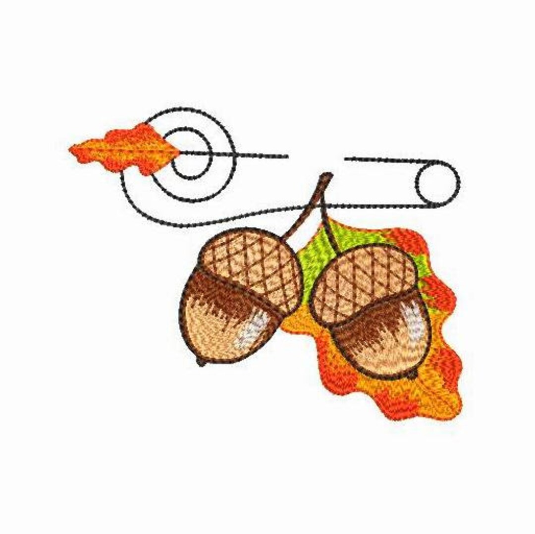 Pin Brooch & Acorns Machine Embroidery Design 2 SIZES, Sketch Machine ...