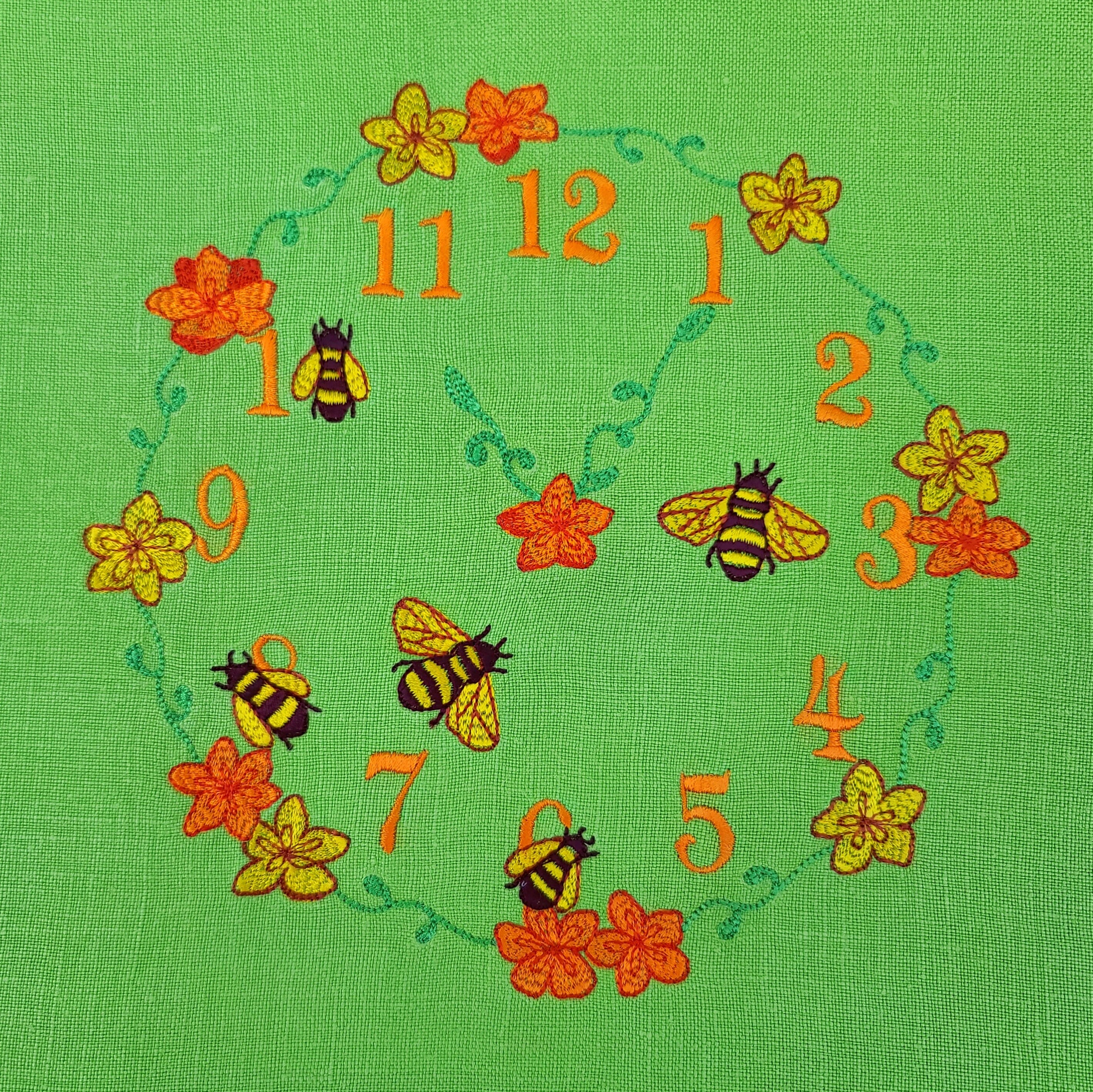 Floral Clock Face Machine Embroidery Design 3 SIZES, Sketch Machine ...