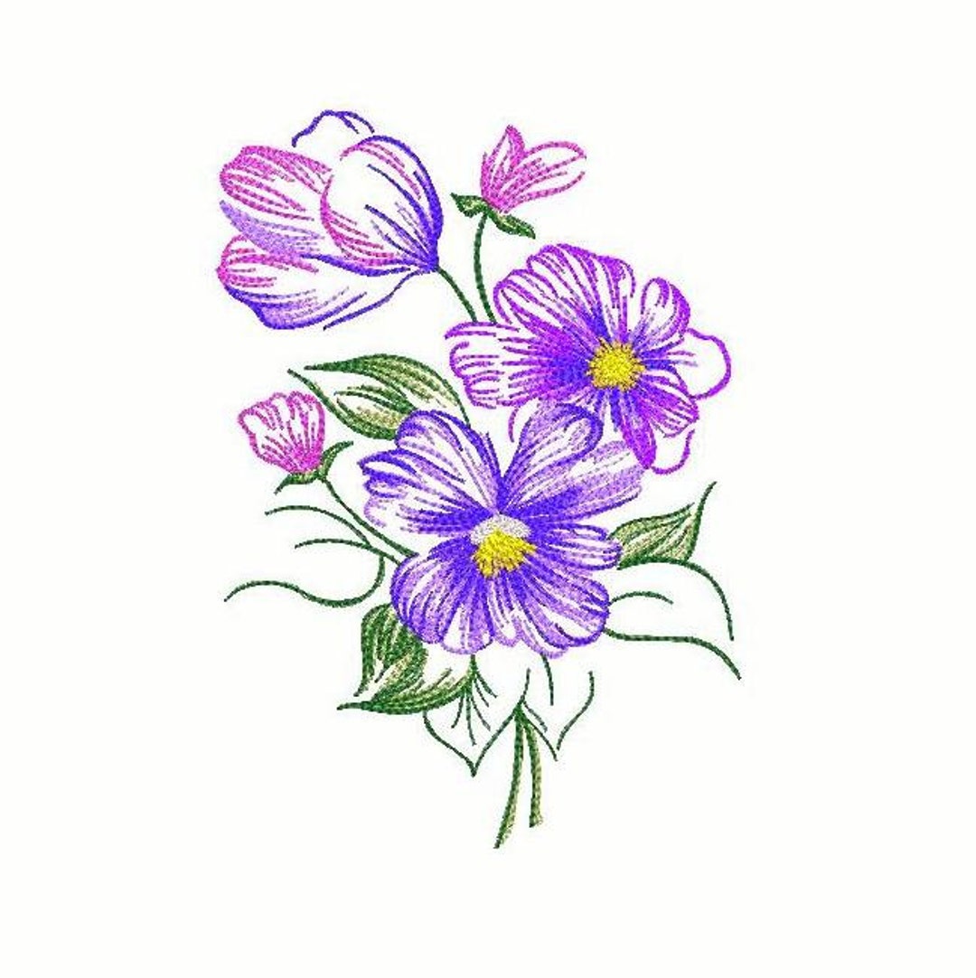 Pansies Machine Embroidery Design, Sketch Machine Embroidery Pansies ...