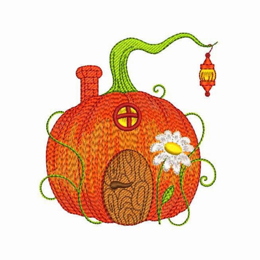 Pumpkin House Machine Embroidery Design 3 SIZES, Gnome House Digital ...