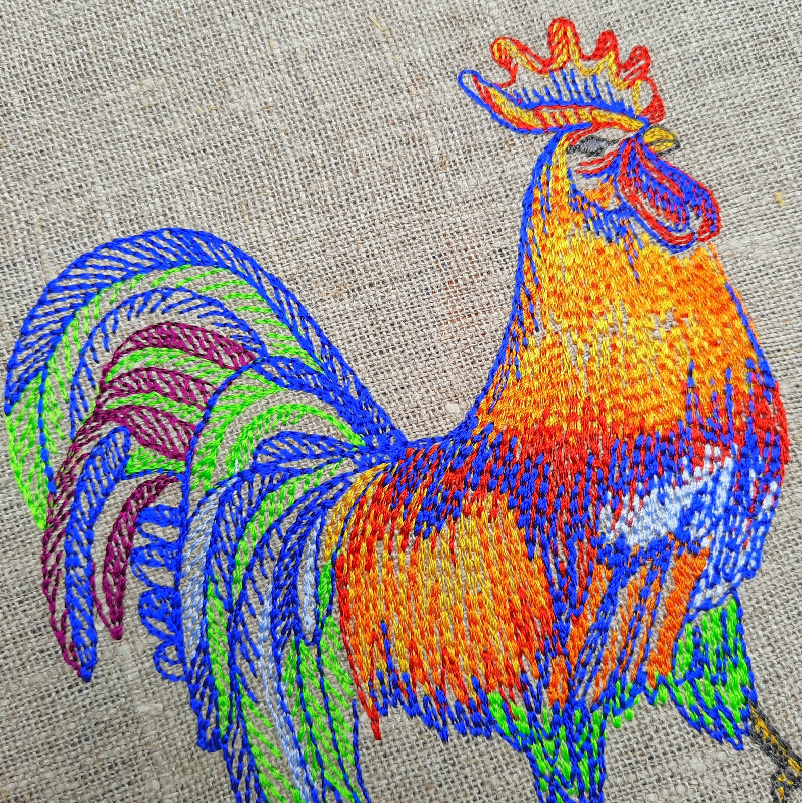 Rooster Machine Embroidery Design 3 Sizes, Colorful Rooster Digital ...
